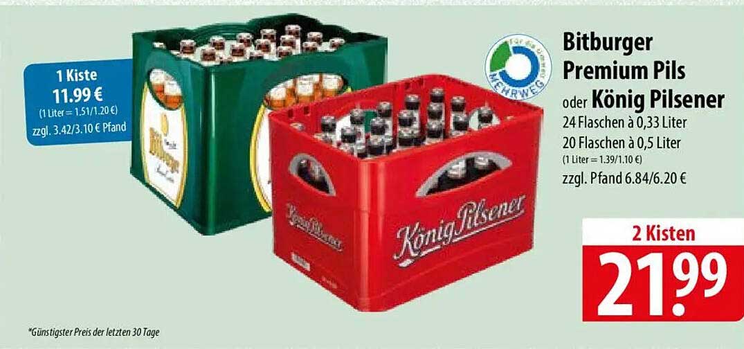 Bitburger Premium Pils Oder König Pilsener Angebot bei Famila Nord Ost ...