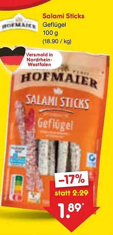Salami Sticks Geflügel 100 G Angebot bei Netto Marken-Discount ...