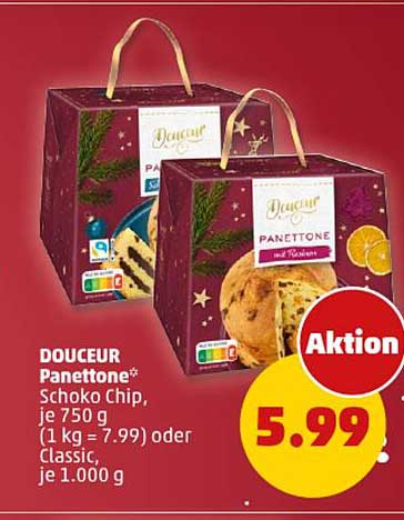 Douceur Panettone Mit Schoko Chip, 750 G Angebot bei Penny ...