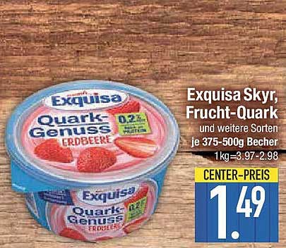 Exquisa Skyr, Frucht-Quark Erdbeere Und Weitere Sorten Je 375-500G ...