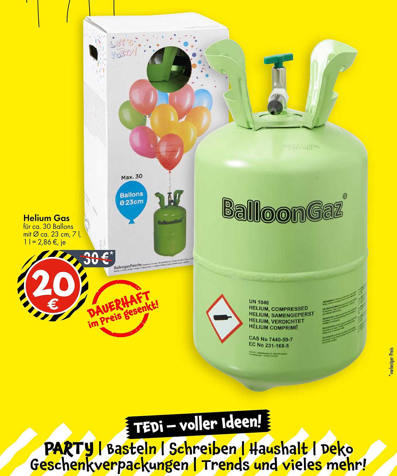 Helium Gas Für Ca. 30 Ballons Angebot bei TEDi - ProspektGuru.de