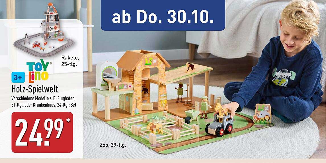 Holz-Spielwelt - Zoo, 39-Tlg. Angebot bei Aldi Nord - ProspektGuru.de