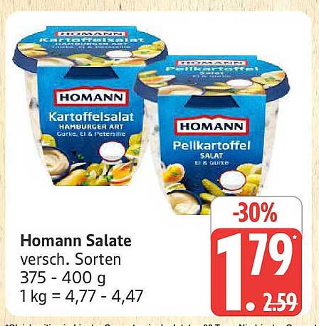 Homann Salate - Verschiedene Sorten 375 - 400 G Angebot bei Marktkauf ...