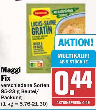 Maggi Fix - Lachs-Sahne Gratin 85-23 G Beutel/Packung Angebot bei AEZ ...