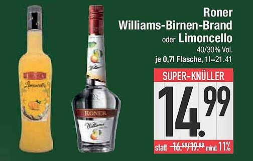 Roner Williams-Birkenbrand Oder Limoncello 0,7L Angebot bei E-Center ...