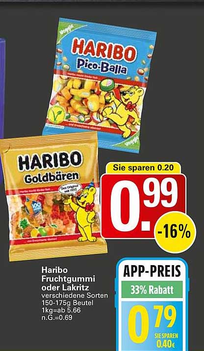 Haribo Fruchtgummi Oder Lakritz Verschiedene Sorten 175-125 G Beutel (1 ...