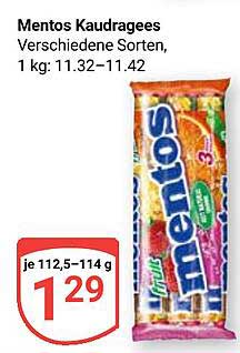 Mentos Kaudragees Verschiedene Sorten, 1 Kg: 11.32–11.42 Angebot bei ...