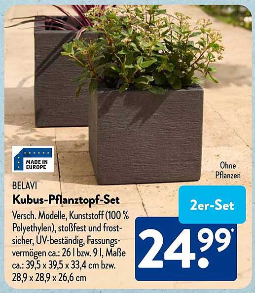 Kubus-Pflanztopf-Set Angebot bei Aldi Süd