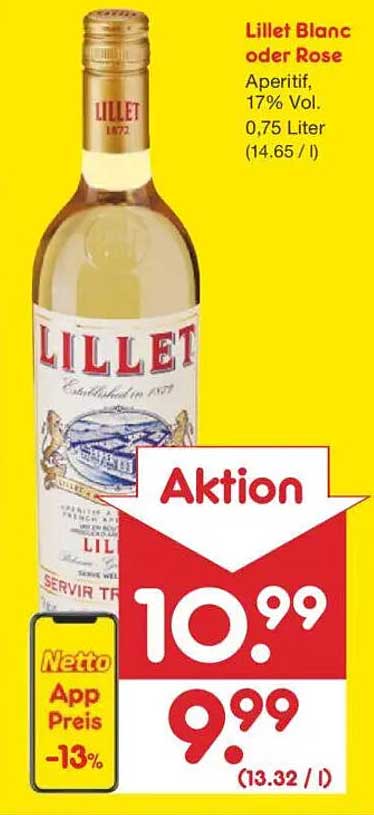 Lillet Blanc Oder Rose Angebot bei Netto Marken-Discount - ProspektGuru.de