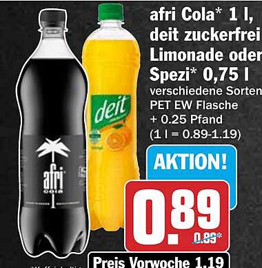 Afri Cola* 1 L, Deit Zuckerfrei Limonade Oder Spezi* 0,75 L ...