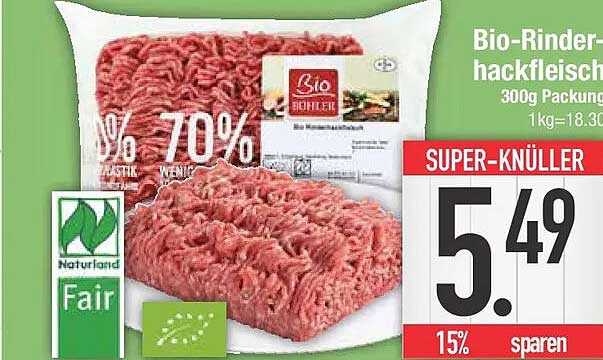 Bio-Rinder-Hackfleisch 300G Packung Angebot bei E-Center - ProspektGuru.de