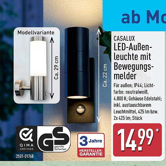 Casalux Led Au Enleuchte Mit Bewegungsmelder Von Aldi S D Ansehen