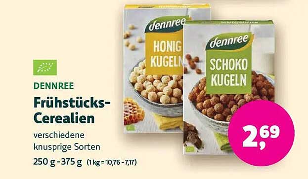 Dennree Frühstücks-Cerealien Verschiedene Knusprige Sorten Angebot bei ...