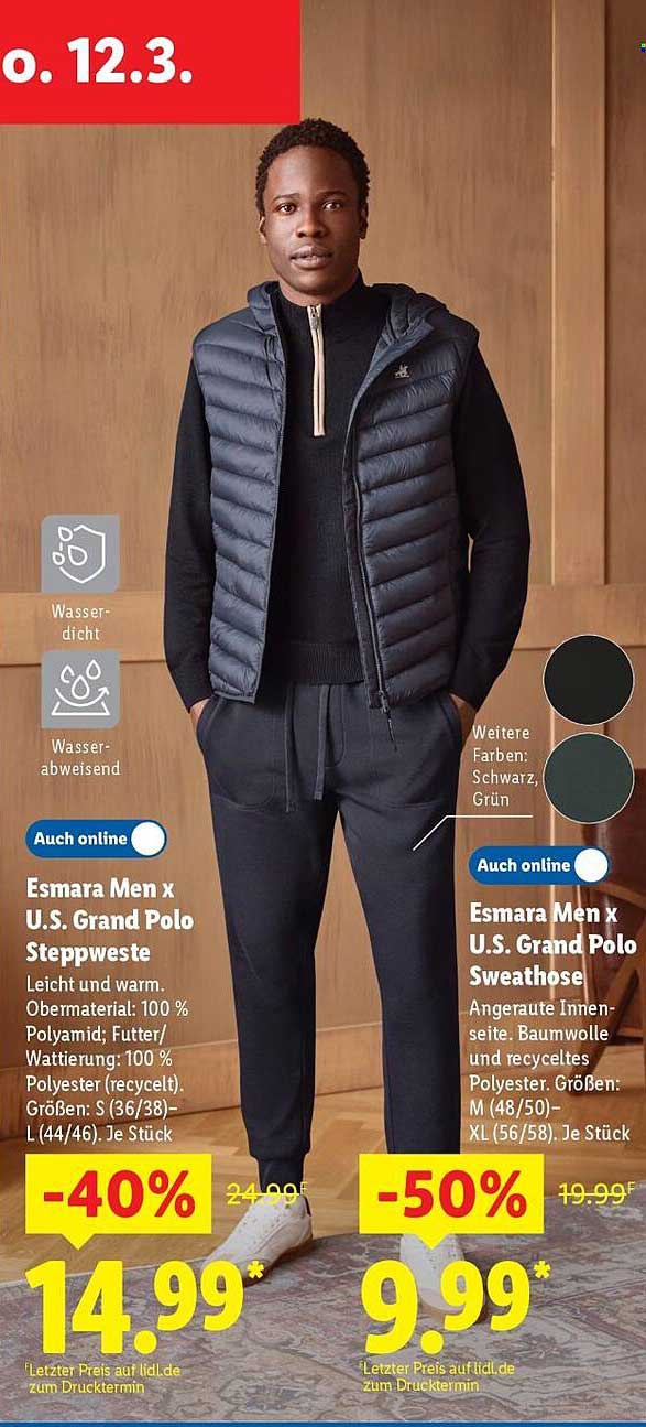 Esmara Men X U.s. Grand Polo Steppweste Angebot bei Lidl - ProspektGuru.de