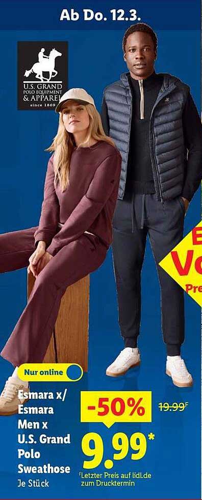 Esmara X/ Esmara Men X U.s. Grand Polo Sweathose Je Stück Angebot bei ...