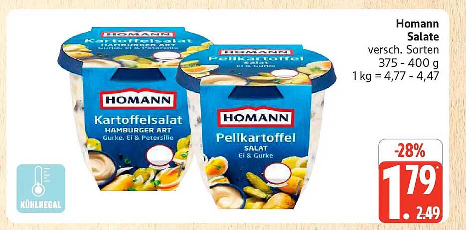 Homann Salate Verschieden Sorten 375 - 400 G Angebot bei Marktkauf ...