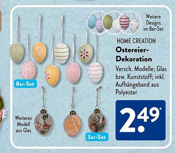Home Creation Ostereier-Dekoration Versch. Modelle; Glas Bzw ...