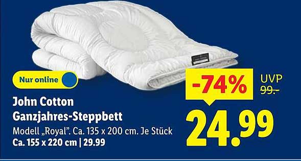 John Cotton Ganzjahres Steppbett Eco Komfort
