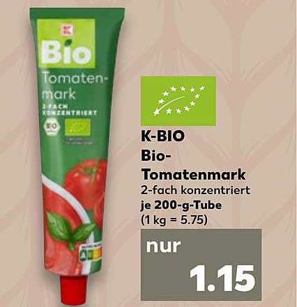 K-Bio Bio-Tomatenmark 2-Fach Konzentriert Je 200-G-Tube Angebot bei ...