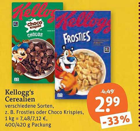 Kellogg's Cerealien Verschiedene Sorten, Z. B. Frosties Oder Choco ...