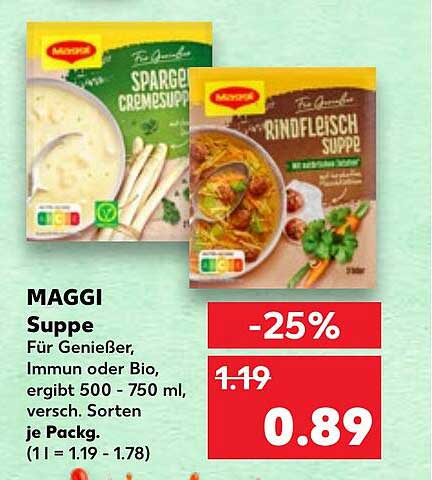 Maggi Suppe Für Genießer, Immun Oder Bio, Ergibt 500 - 750 Ml, Versch ...