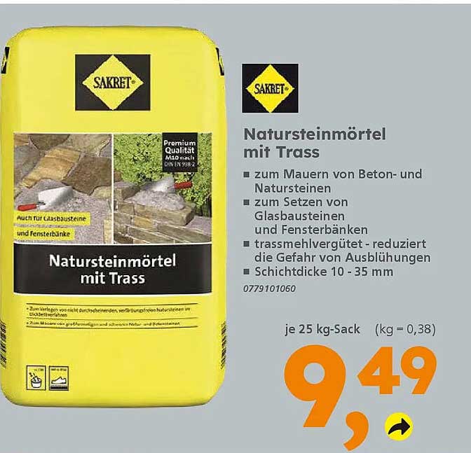 Natursteinmörtel Mit Trass Angebot bei Globus Baumarkt - ProspektGuru.de