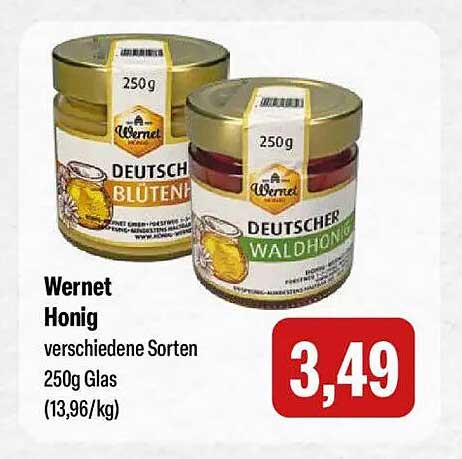 Wernet Honig Verschiedene Sorten 250G Glas Angebot bei Feneberg ...