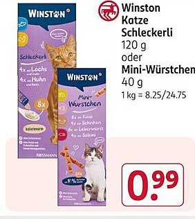Winston Katze Schleckerli 120 G Oder Mini-Würstchen 40 G Angebot bei ...