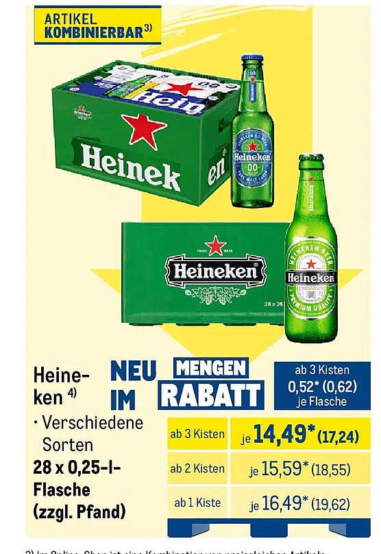 Heineken 28 X 0,25-L-Flasche Angebot bei METRO - ProspektGuru.de