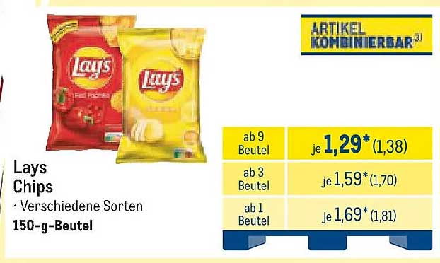 Lays Chips - Verschiedene Sorten 150-G-Beutel Angebot bei METRO ...