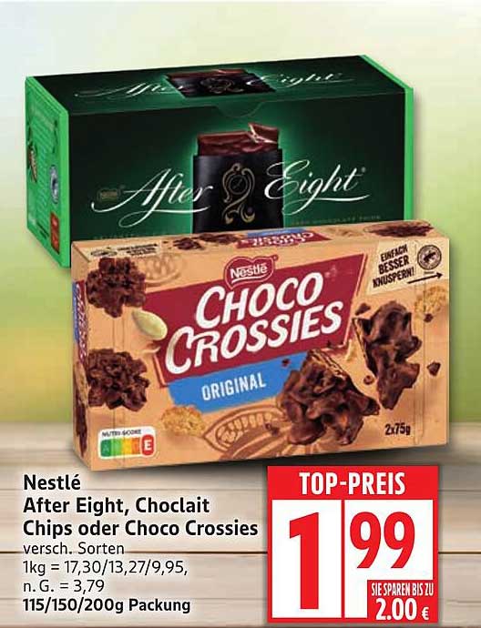 Nestlé After Eight, Chocoriffic Chips Oder Choco Crossies Versch ...