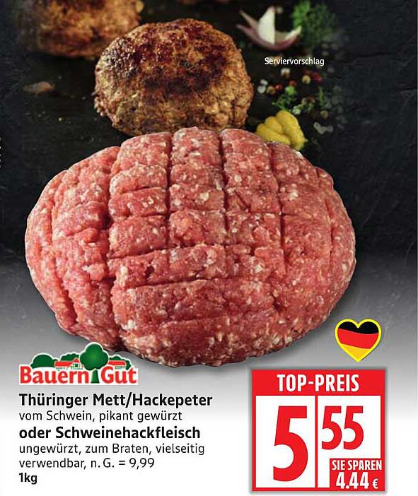 Thüringer Mett/Hackepeter Vom Schwein, Pikant Gewürzt Oder ...