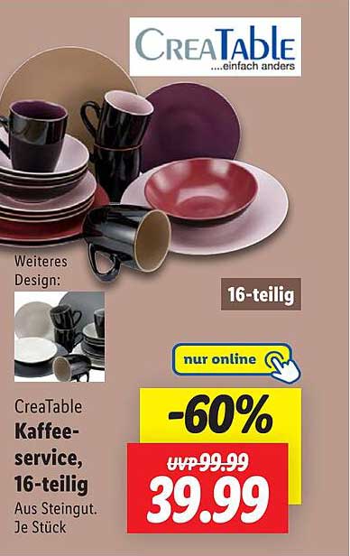 Creatable Kaffeeservice, 16-Teilig Angebot bei Lidl