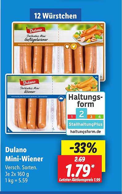 Dulano Mini-Wiener Angebot bei Lidl