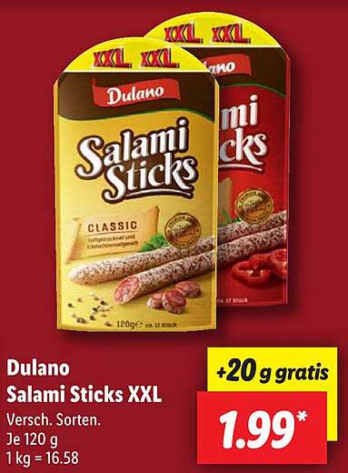 Dulano Salami Sticks Xxl Angebot bei Lidl