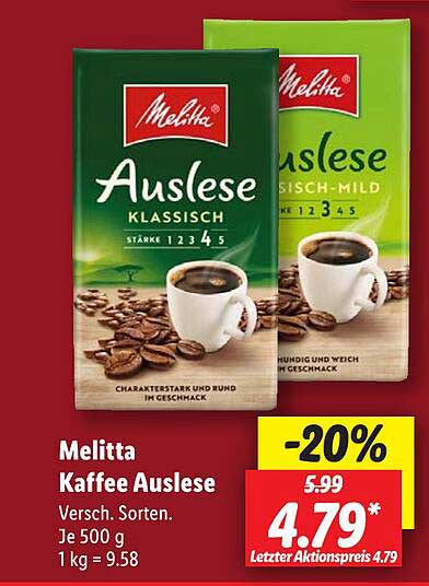 Melitta Kaffee Auslese Angebot bei Lidl