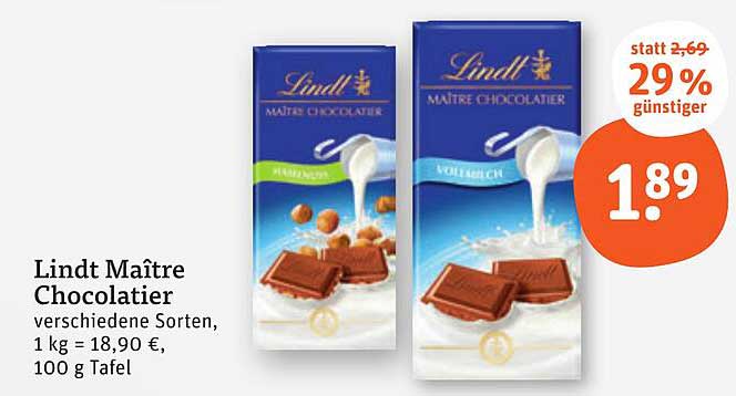 Lindt Maître Chocolatier – Verschiedene Sorten, 100 G Tafel Angebot bei ...