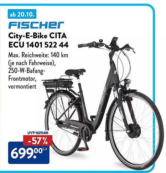Fischer City-E-Bike Cita Ecu 1401 522 44 Angebot bei Aldi Nord