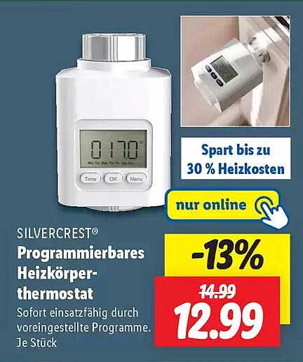 Silvercrest® Programmierbares Heizkörperthermostat Angebot bei Lidl
