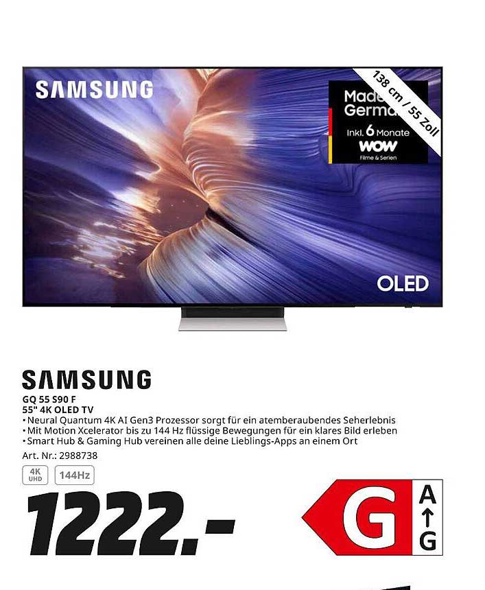 Samsung Gq 55 S90 F 55" 4K Oled Tv Angebot bei MediaMarkt - ProspektGuru.de