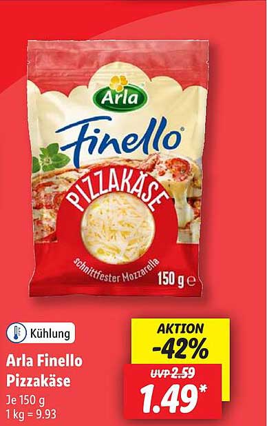 Arla Finello Pizzakäse Angebot bei Lidl