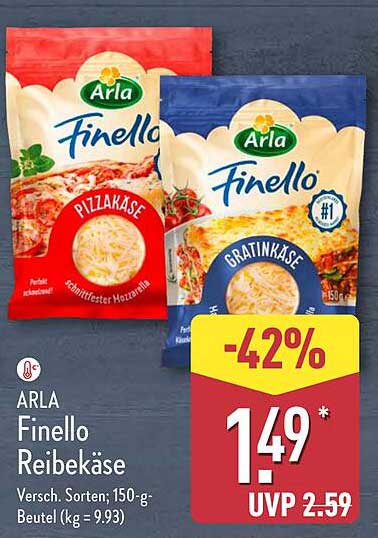 Arla Finello Reibekäse Angebot bei Aldi Nord