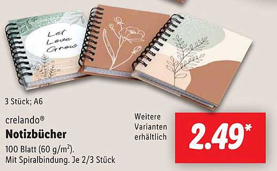 Crelando® Notizbücher Angebot bei Lidl - ProspektGuru.de