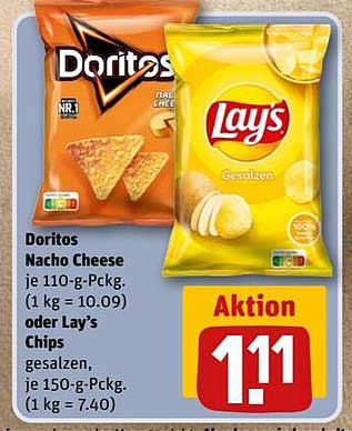 Doritos Nacho Cheese Oder Lay's Chips Gesalzen Angebot bei REWE Center