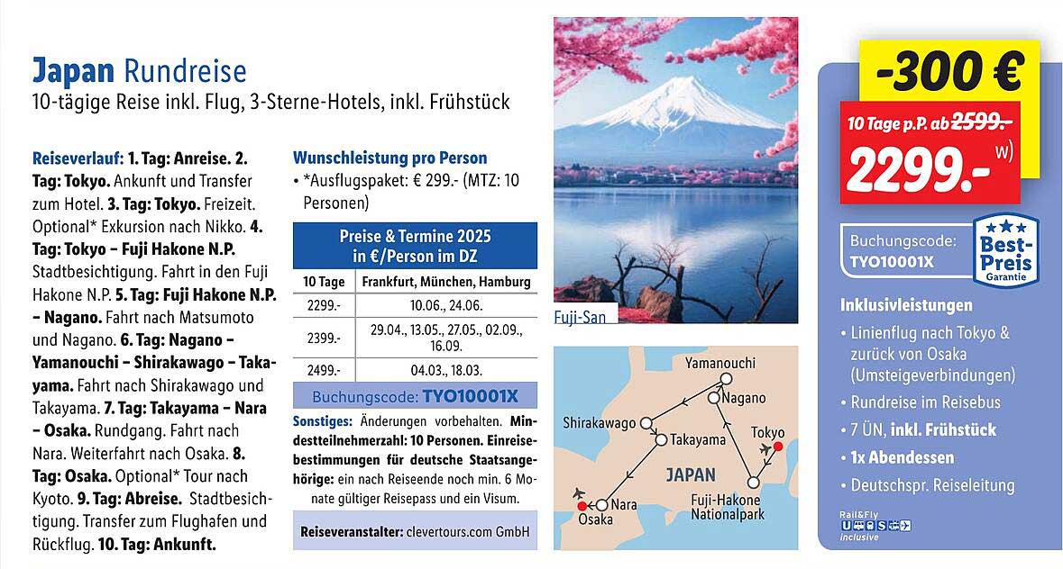 Japan Rundreise Angebot bei Lidl