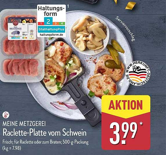 Raclette-Platte Vom Schwein Angebot bei Aldi Nord
