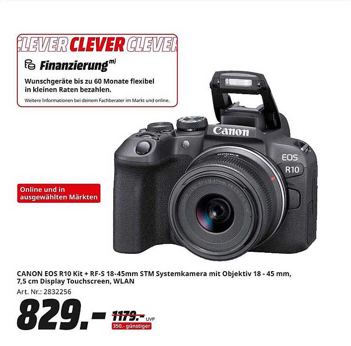 Canon Eos R100 Kit Systemkamera Mit Objektiv 18-45 Mm, 7,62 Cm Display ...