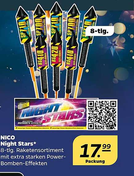 Nico Night Stars* 8-Tlg. Raketensortiment Mit Extra Starken Power ...