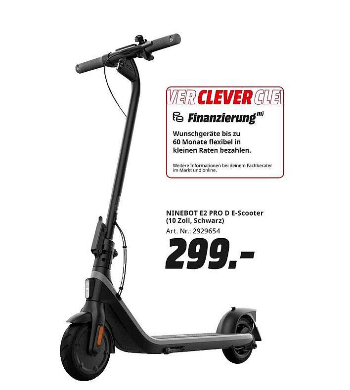 Ninebot E2 Pro D E-Scooter (10 Zoll, Schwarz) Angebot bei MediaMarkt ...