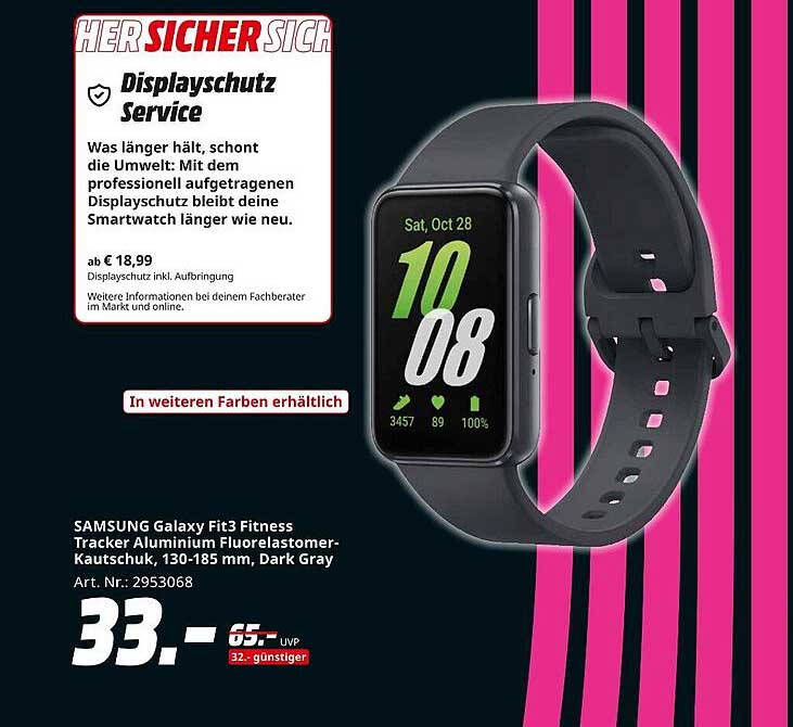 Samung Galaxy Fit3 Fitness Tracker Aluminium Fluorelastomer-Kautschuk ...